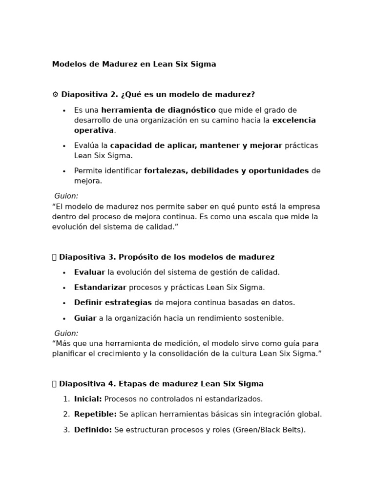 Modelos de Madurez en Lean Six Sigma | PDF | Six Sigma | Procesos de ...