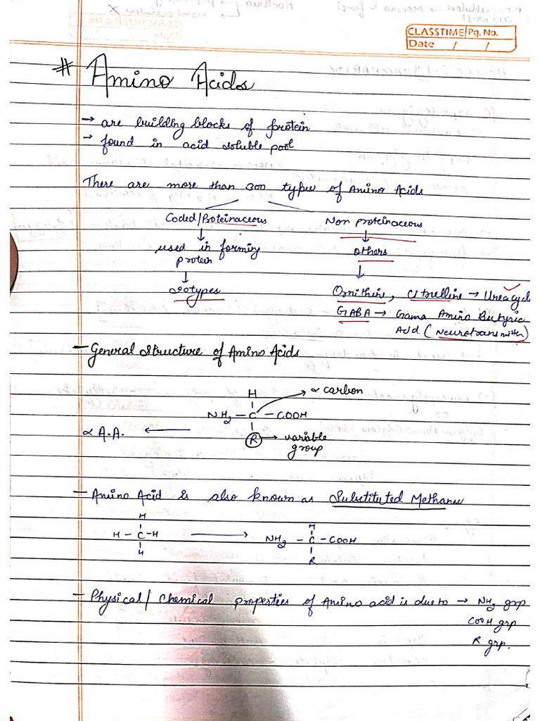 Short Notes For Amino Acids and Proteins | PDF