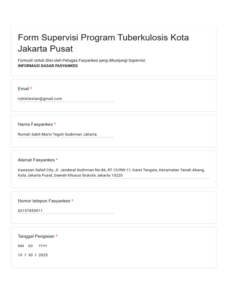 Formulir Supervisi Program TBC Jakarta | PDF