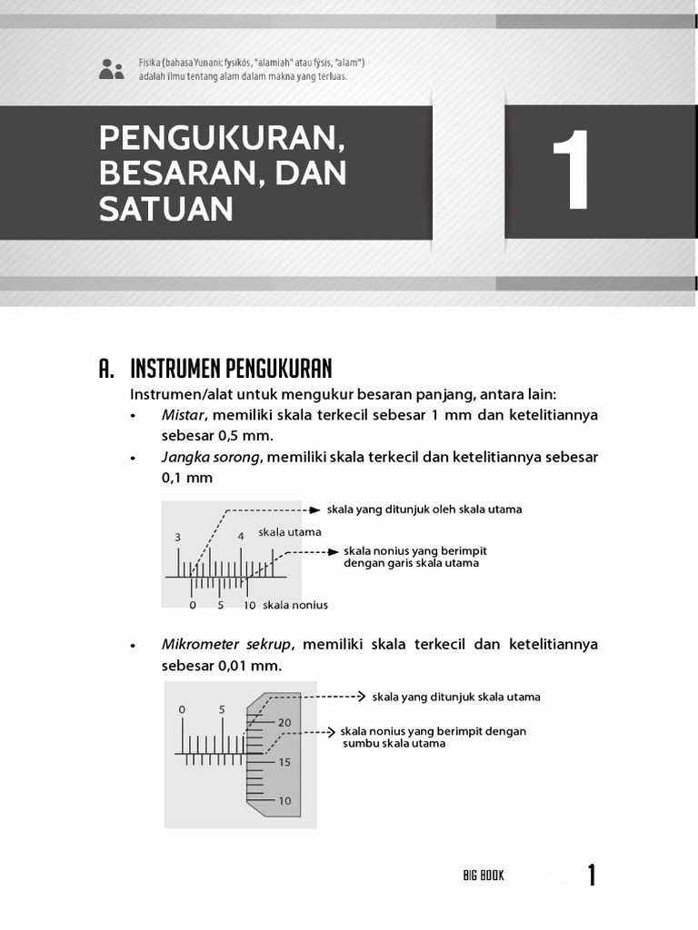 BIG BOOK - 1. Pengukuran Besaran Satuan | PDF
