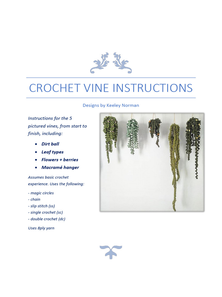 Crochet Vine Instructions Guide | PDF | Crochet | Knot