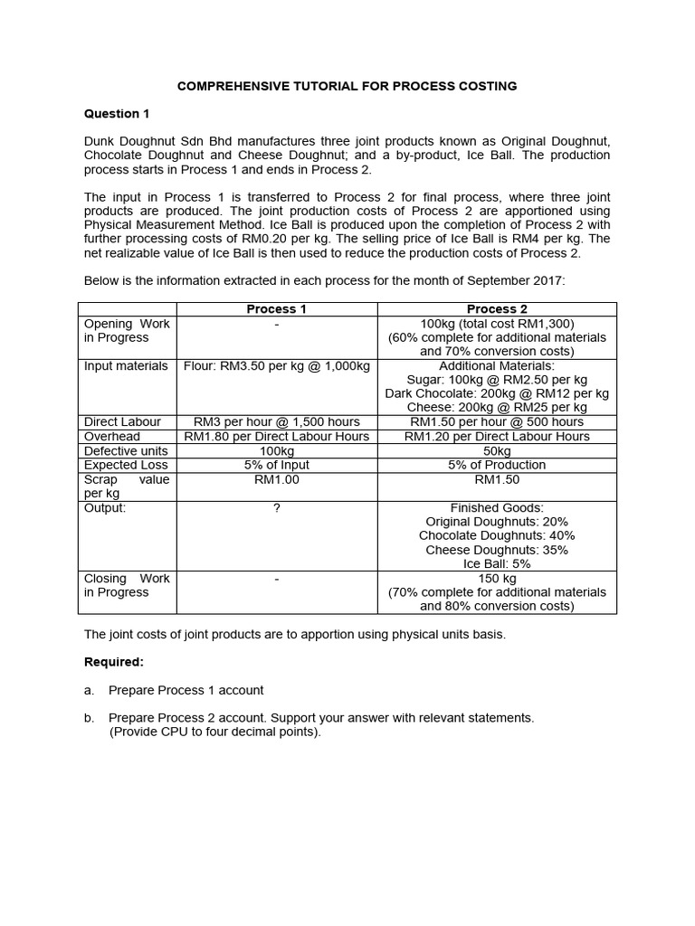 Process Costing_comprehensive Tutorial Question | PDF | Doughnut