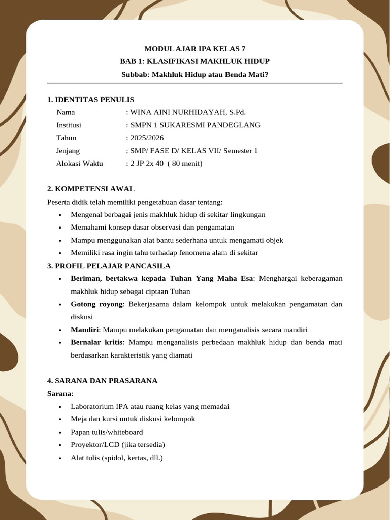 Modul Ajar Ipa Kelas 7 Ipa | PDF