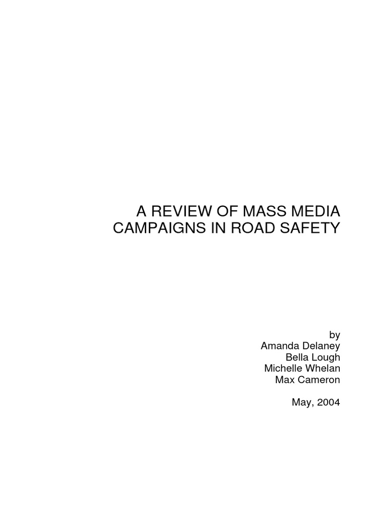 A Review of Mass Media Campaigns in Road Safety | PDF | Attitude ...