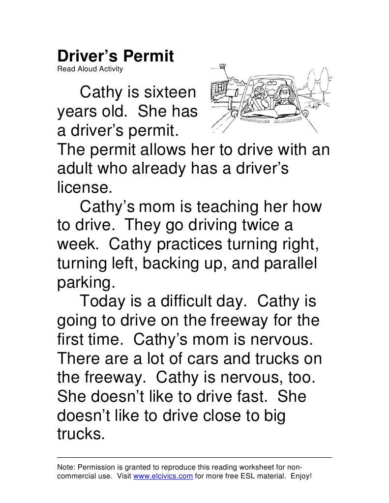 ESL Reading Worksheet: Driver’s Permit | PDF | Lifestyle