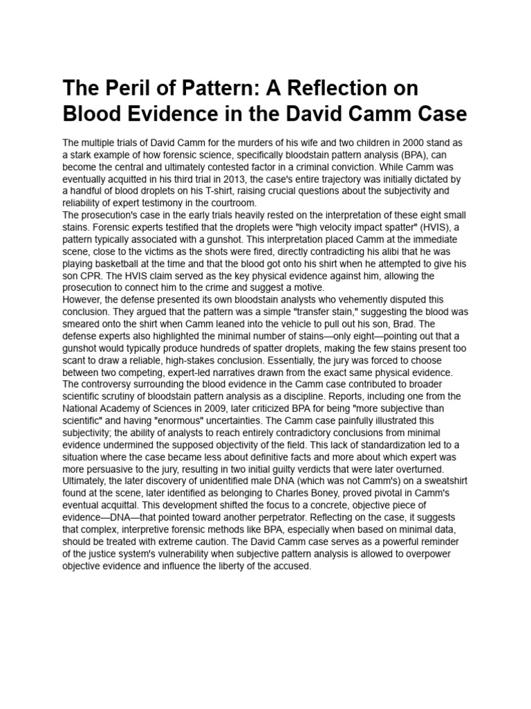 Reflection Essay - David Camm Case and Blood Eviden... | PDF | Justice ...