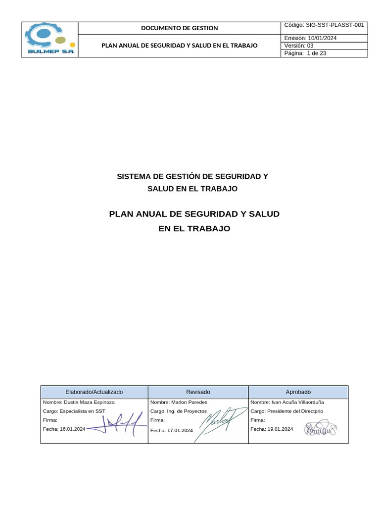 Plan Anual SST | PDF | Seguridad y salud ocupacional | La seguridad informática