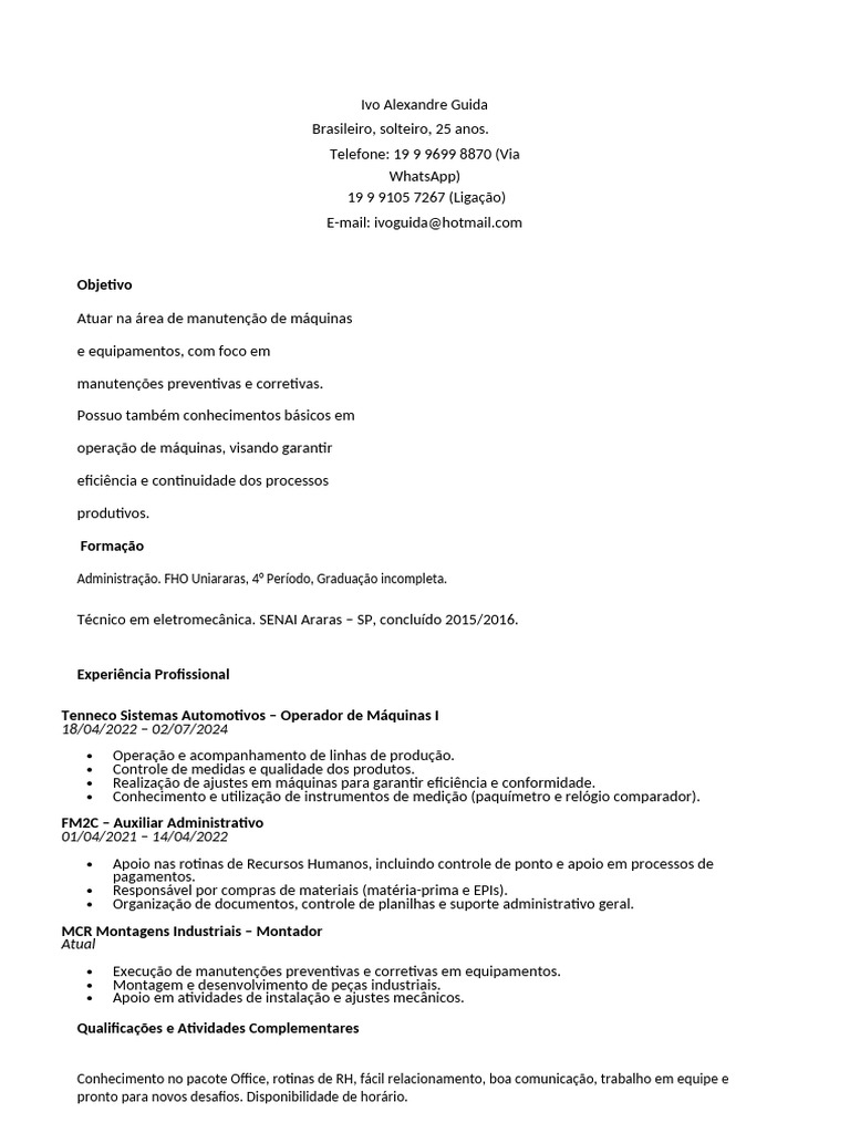 Curriculo Ivo Alexandre Guida | PDF