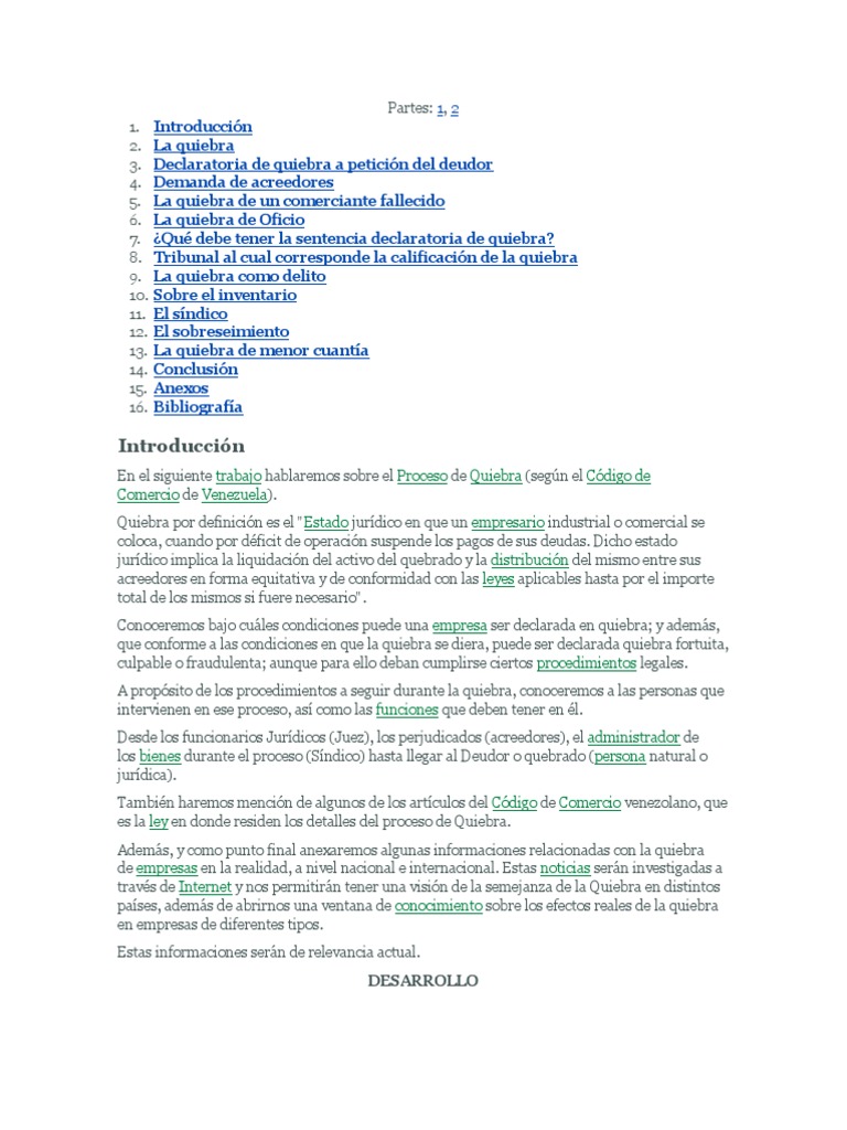 Quiebra Fortuita y Su Proceso Legal | PDF | Bancarrota | Administración ...
