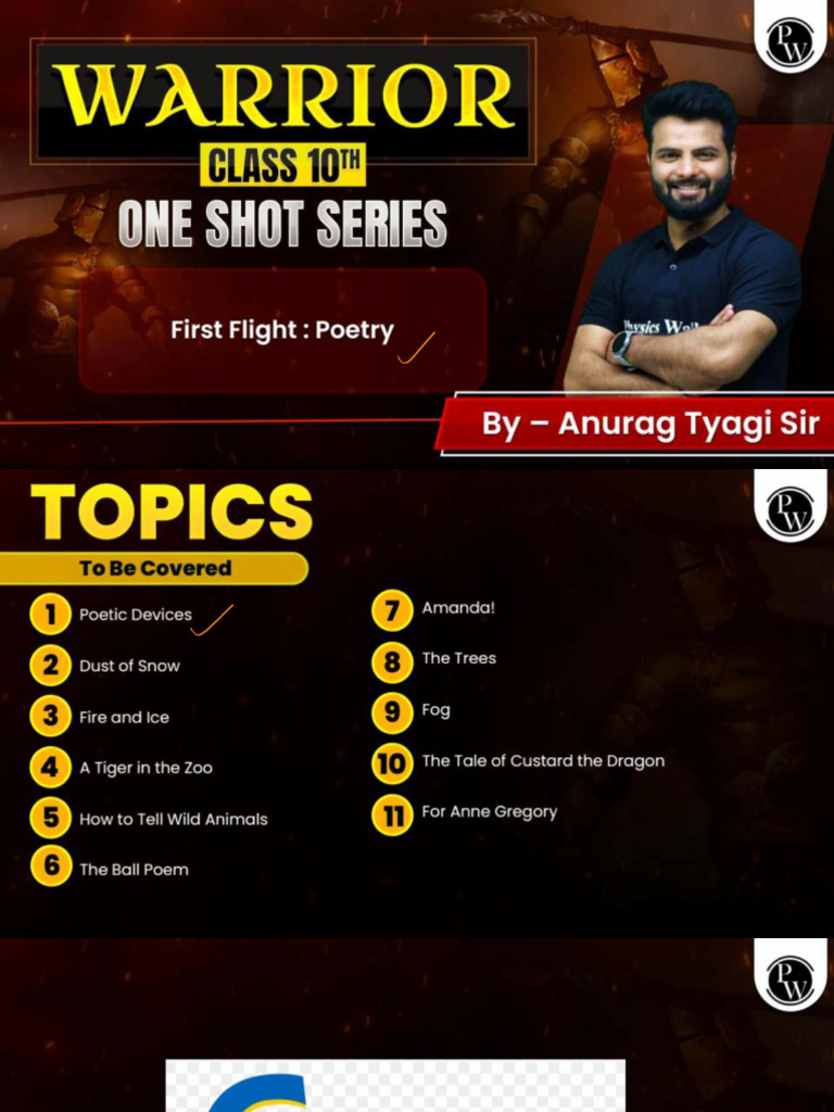 First Flight (Poetry) - Class Notes - Warrior 2025 | PDF