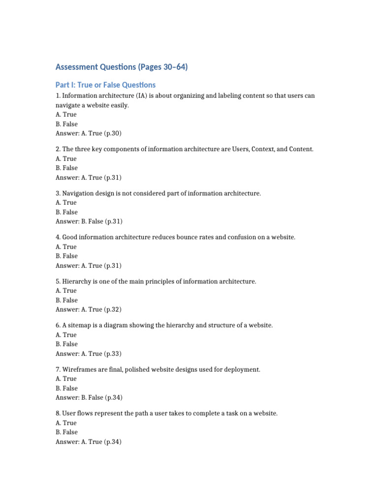 Information Architecture Assessment Quiz | PDF | Page Layout ...