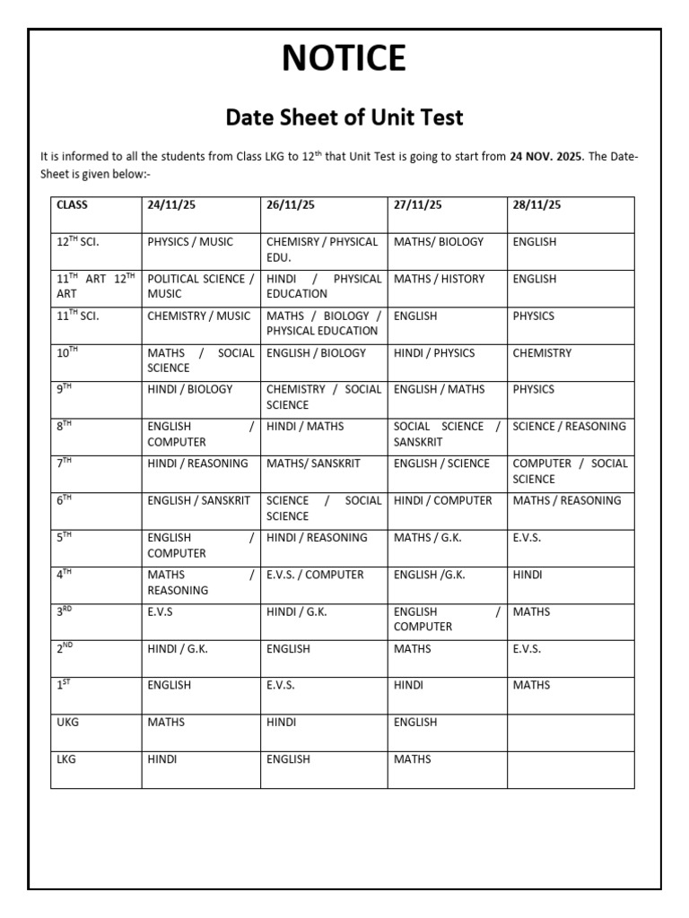 Date Sheet UT | PDF