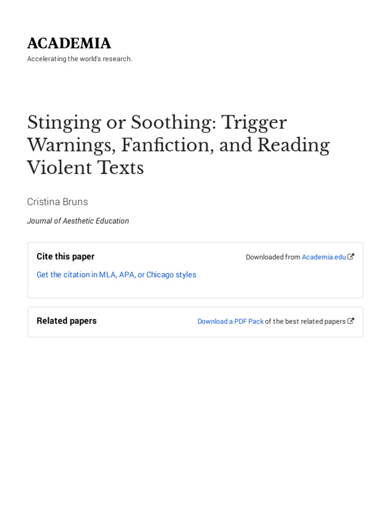 Trigger Warnings and Violent Texts | PDF