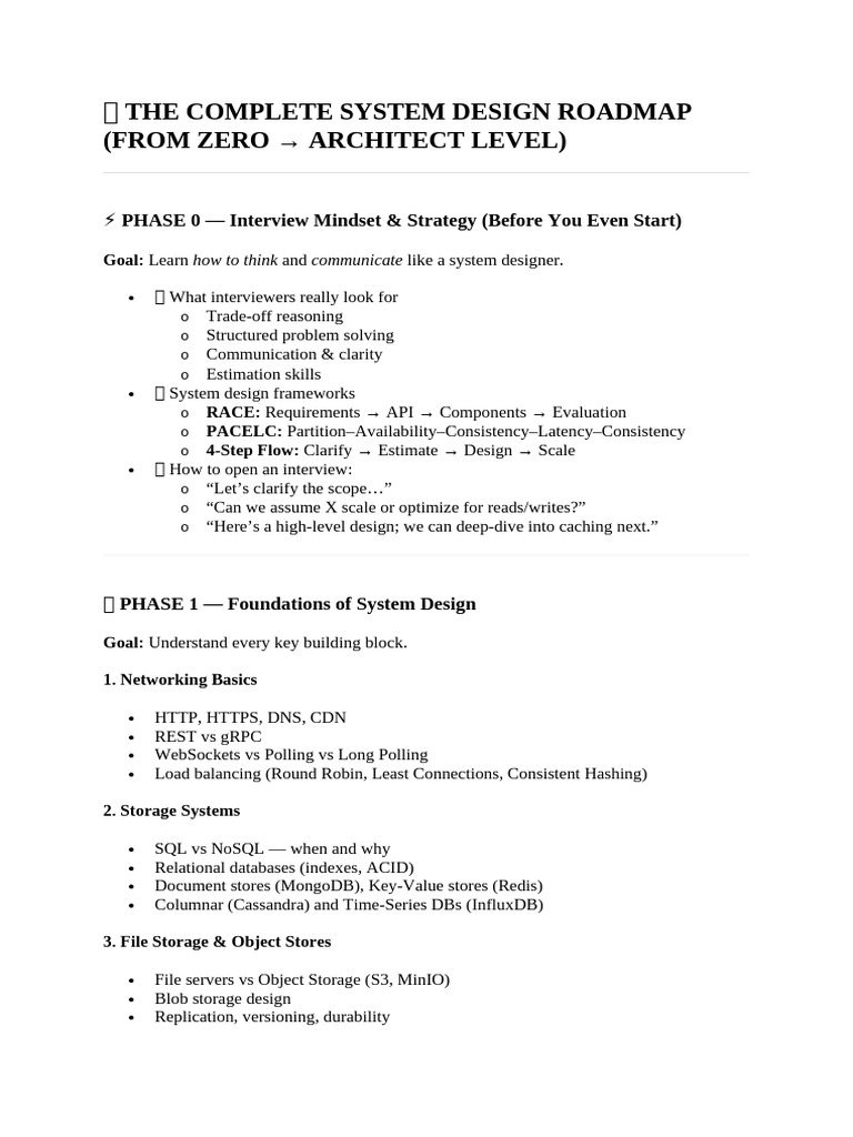 System Design Roadmap: From Zero to Architect | PDF | Internet Protocol ...
