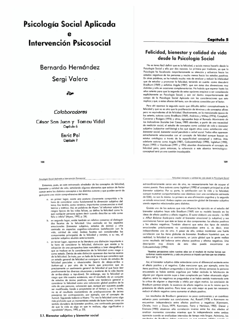 Felicidad Bienestar Y Calidad De Vida Pdf Felicidad Psicología