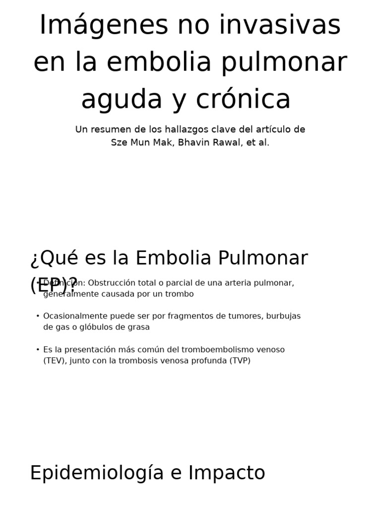 Diagnóstico Por Imagen en La Embolia Pulmonar Aguda y Crónica | PDF ...