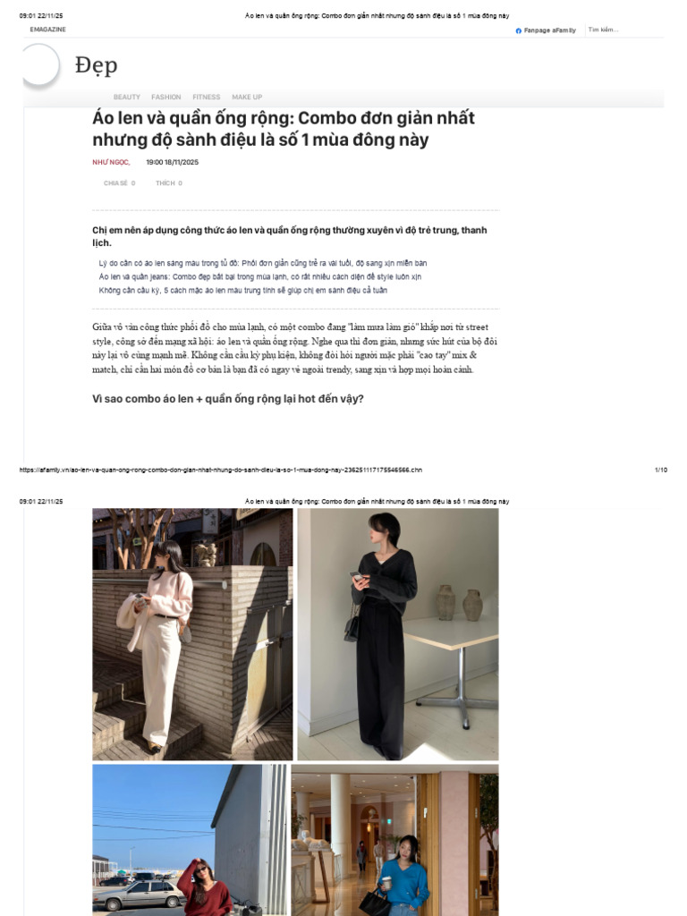 Áo Len Và Quần Ống Rộng_ Combo Đơn Giản Nhất Nhưng Độ Sành Điệu Là Số 1 Mùa Đông Này | PDF