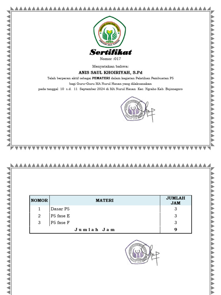 SERTIFIKAT 2024 | PDF