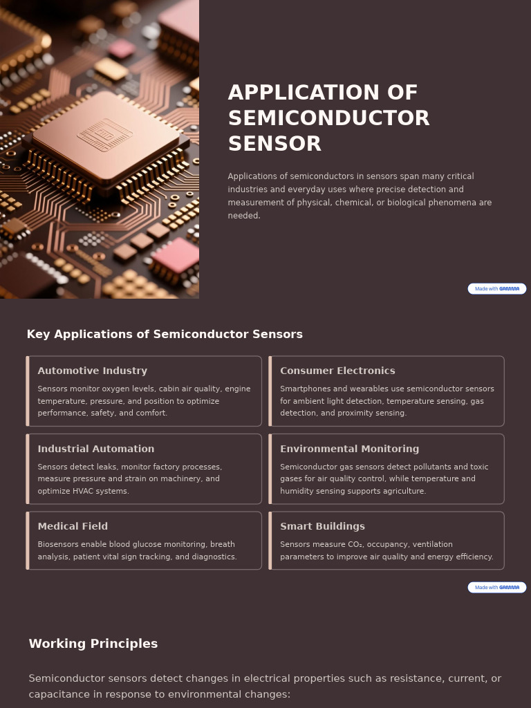 Application of Semiconductor Sensor | PDF | Sensor | Semiconductors