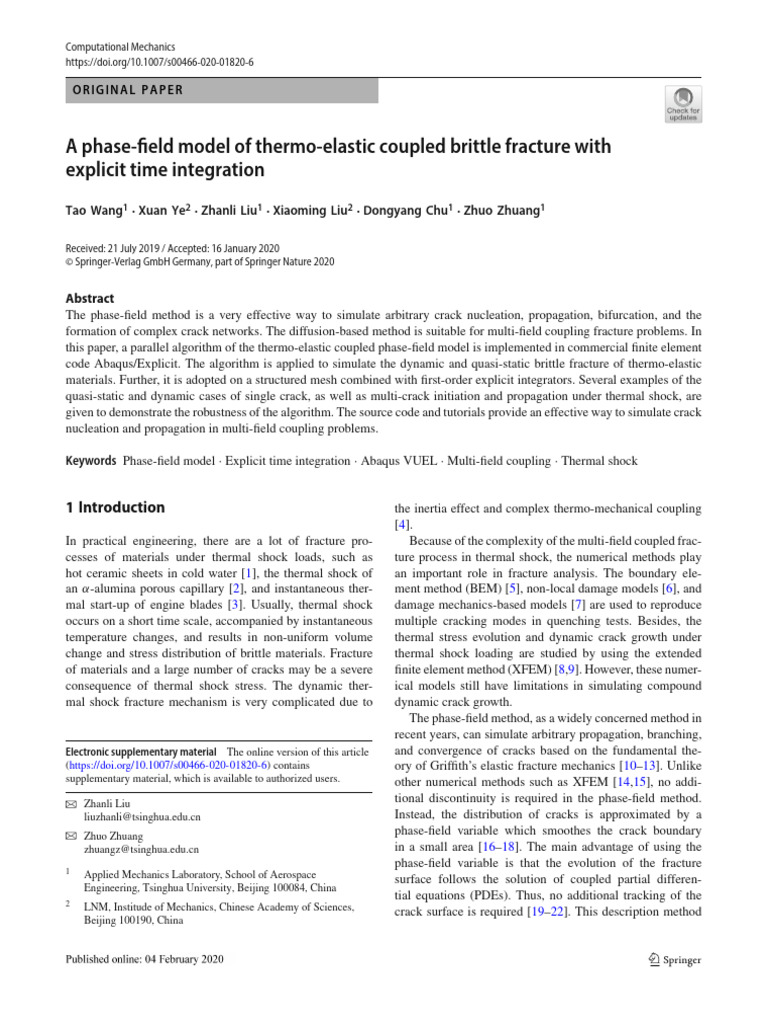 A Phase-Field Model of Thermo-Elastic Coupled Brittle Fracture With ...