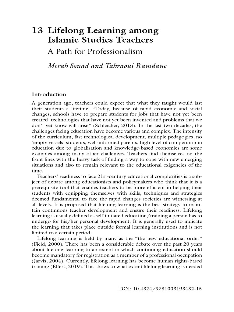 Lifelong Learning for Islamic Studies Teachers | PDF | Teachers | God ...