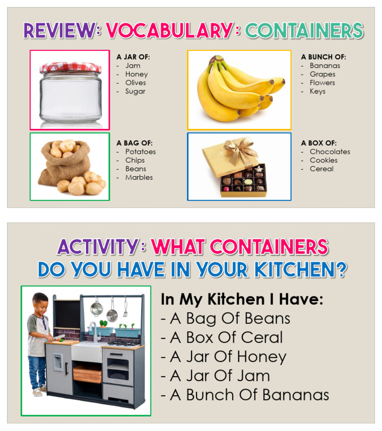 Vocabulary About Containers | PDF