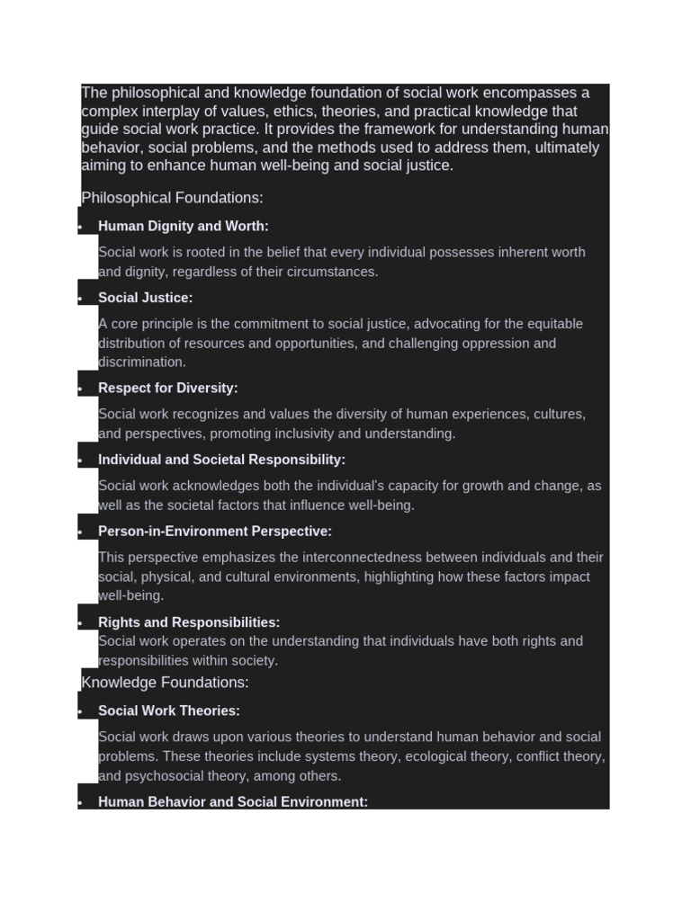 The Philosophical and Knowledge Foundation of Social Work | PDF ...