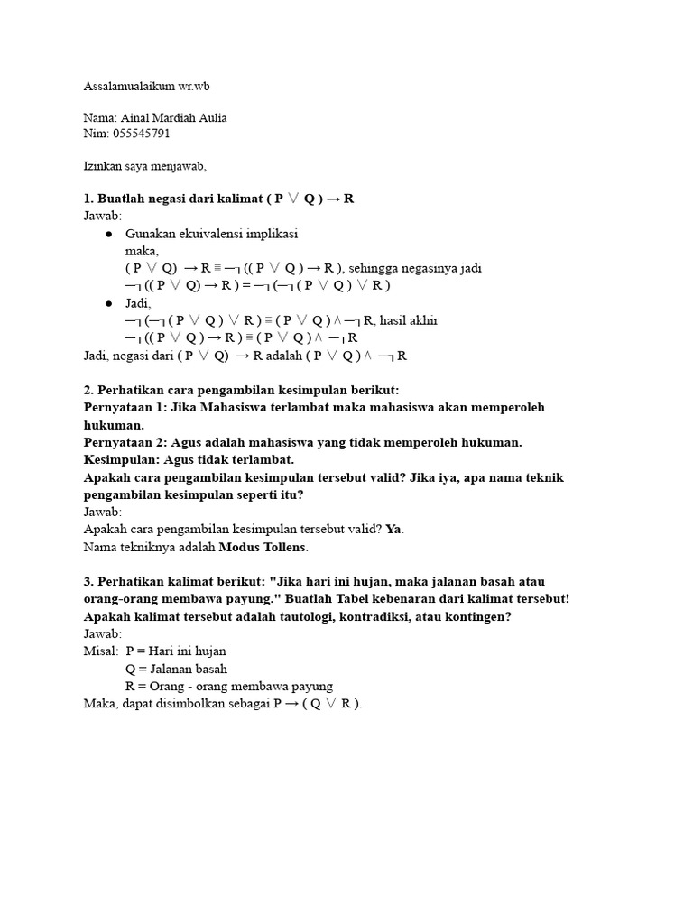 Diskusi 3 Pengantar Matematika | PDF