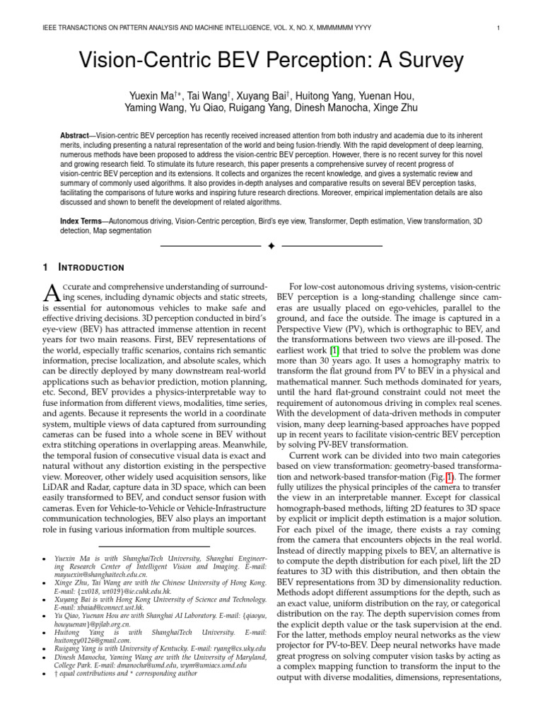 Vision-Centric BEV Perception A Survey | PDF | Computer Vision | Image ...