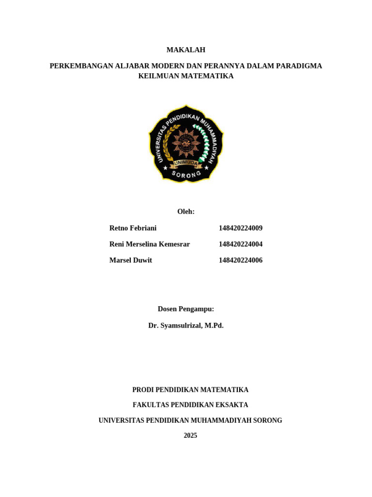 Perkembangan Aljabar Modern dalam Matematika | PDF
