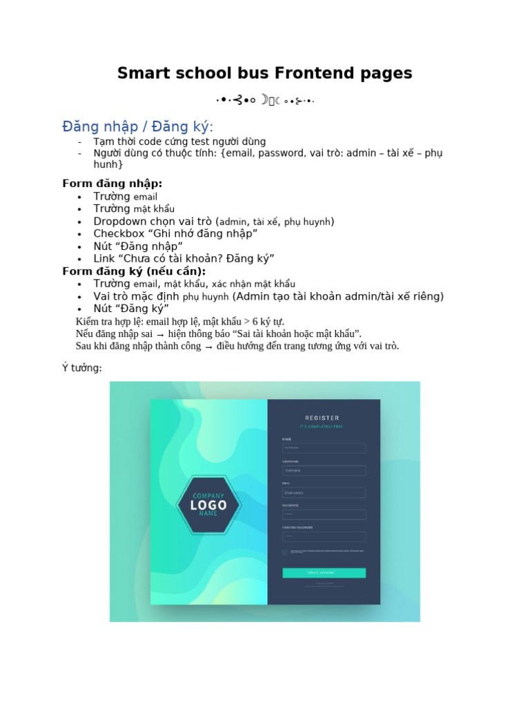 Smart School Bus Frontend Pages | PDF
