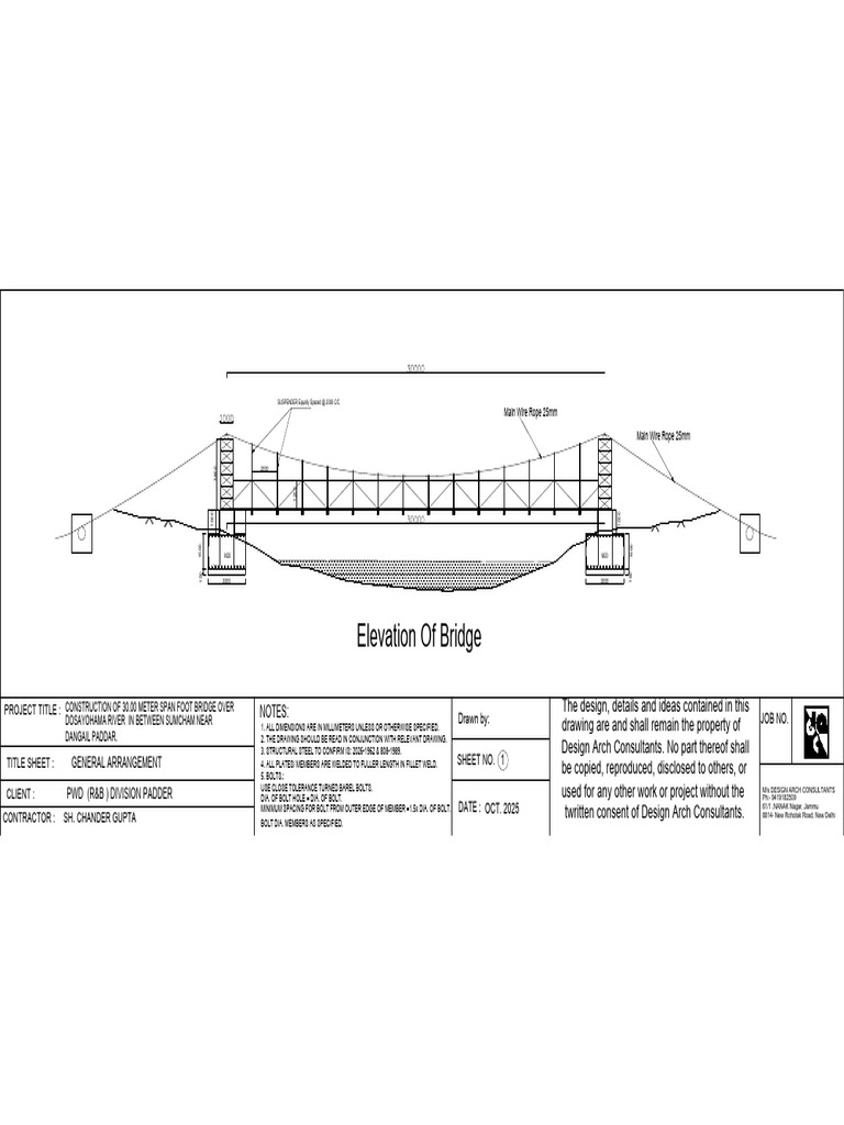 30m Span Footbridge Design Details | PDF | Truss | Masonry