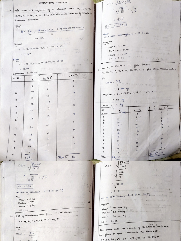 Biostatistics Exercises | PDF