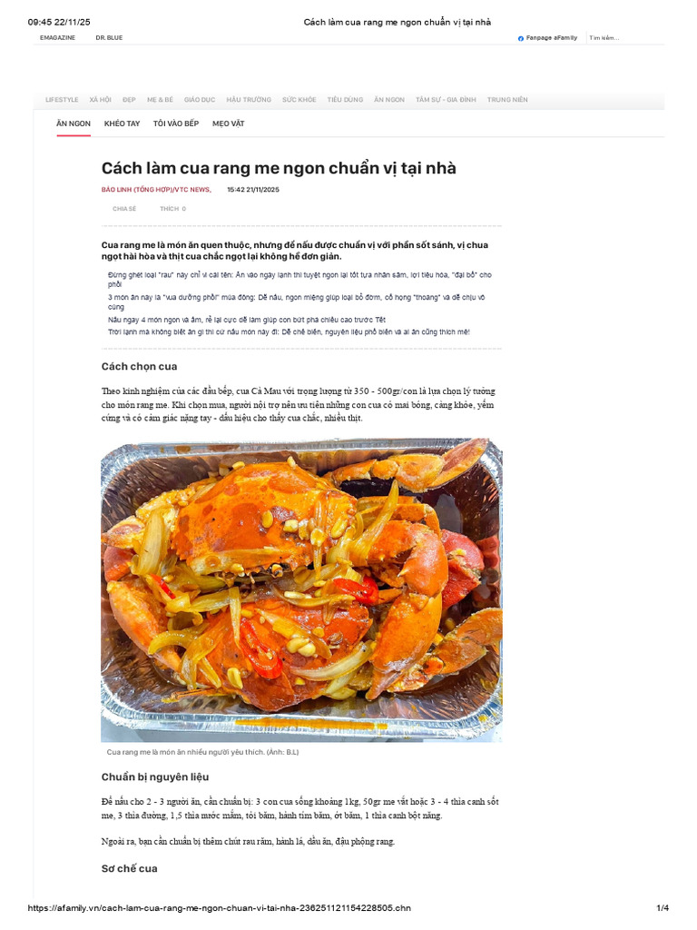Cách Làm Cua Rang Me Ngon Chuẩn VỊ Tại Nhà | PDF