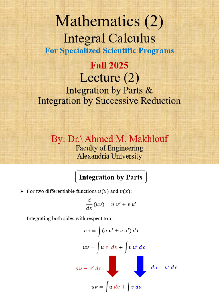 Integration Techniques: Parts & Reduction | PDF | Integral | Complex ...