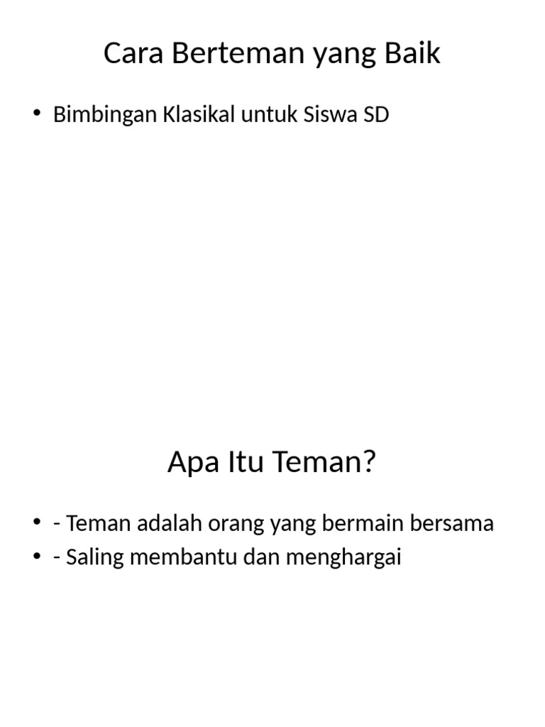 Cara Berteman SD | PDF