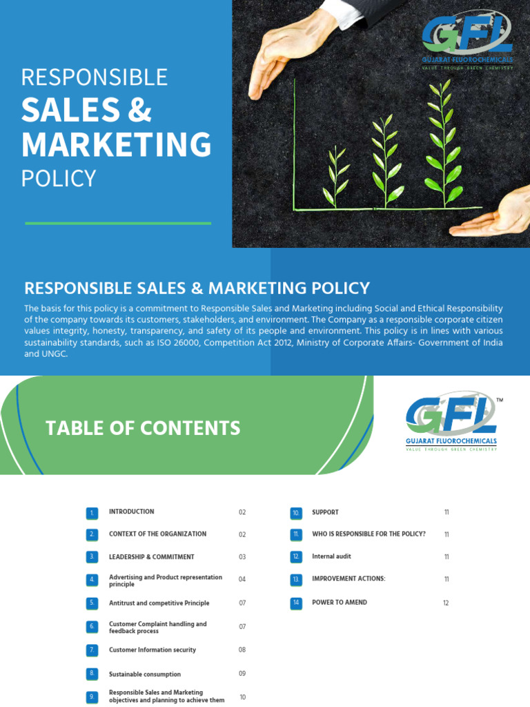 Responsible Sales & Marketing Policy | PDF | Regulatory Compliance ...