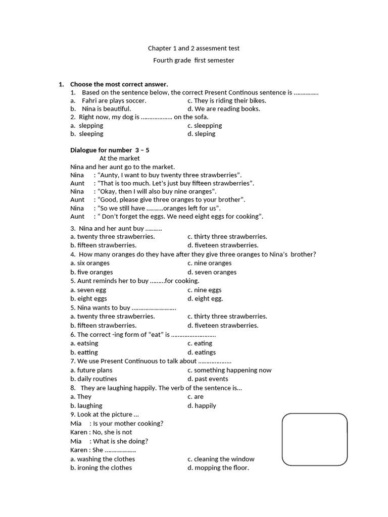 Chapter 1 and 2 Assesment Test | PDF