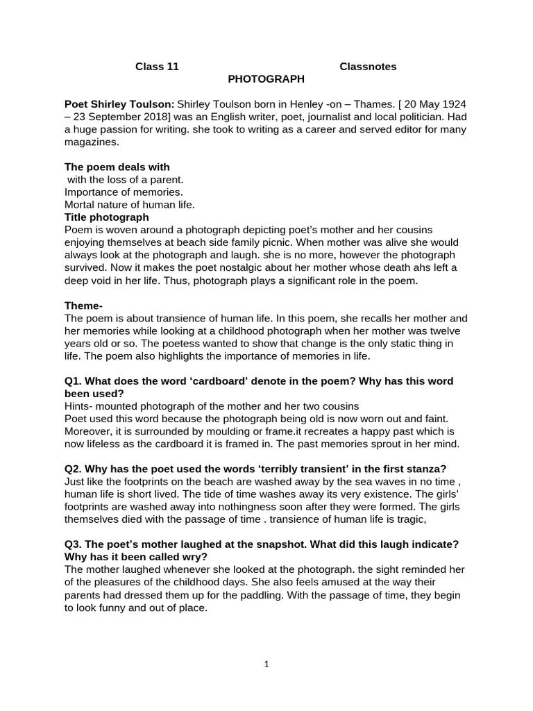 Notes - Photograph | PDF | Poetry