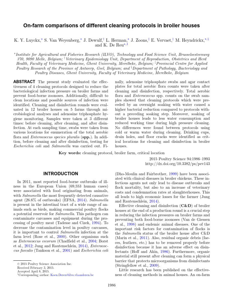 Cleaning Protocols for Broiler Farms | PDF | Poultry Farming | Salmonella