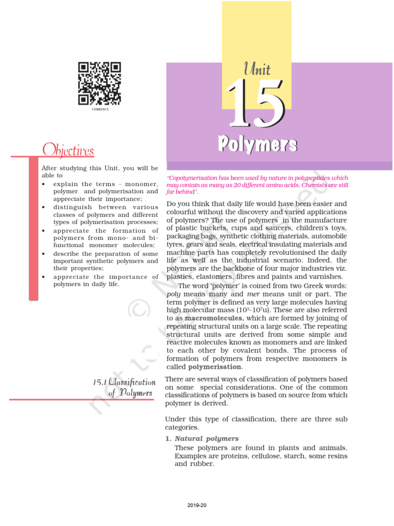 NCERT Books For Class 12 Chemistry Chapter 15 | PDF