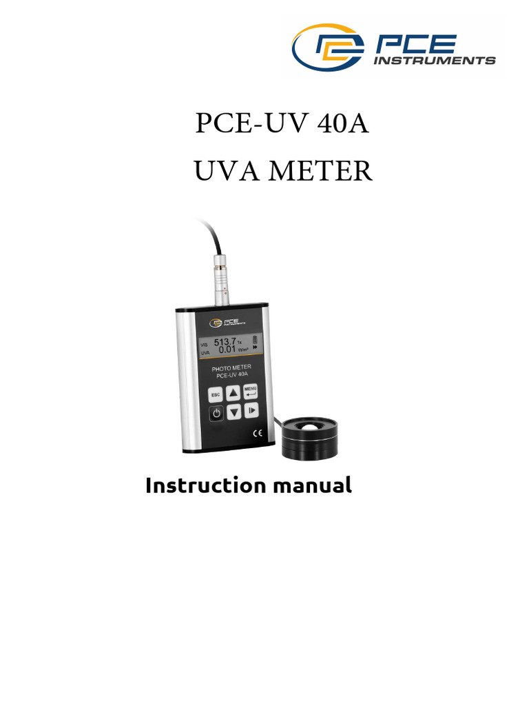 Man Uva Meter Pce Uv 40a en | PDF | Nondestructive Testing | Ultraviolet