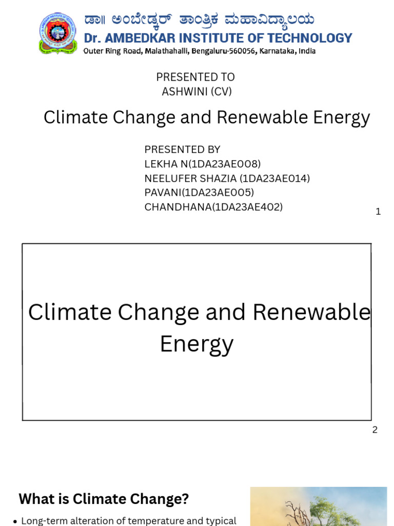 Climate Change and Renewable Energy | PDF | Climate Change | Renewable ...