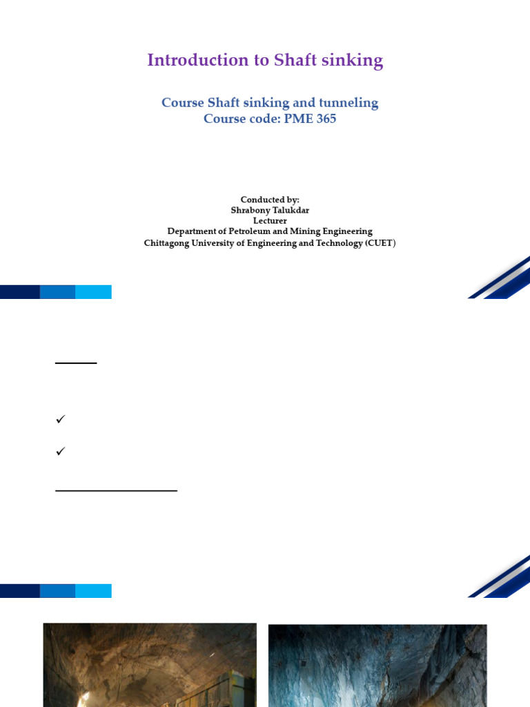 Introduction To Shaft Sinking, Mine Plant Layout (Lec 01) | PDF ...