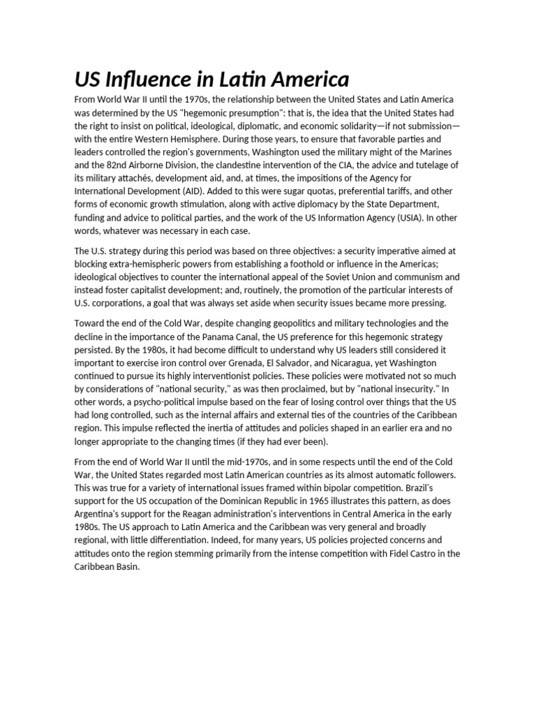 US+Influence+in+Latin+America+ +global | PDF | Latin America | The ...