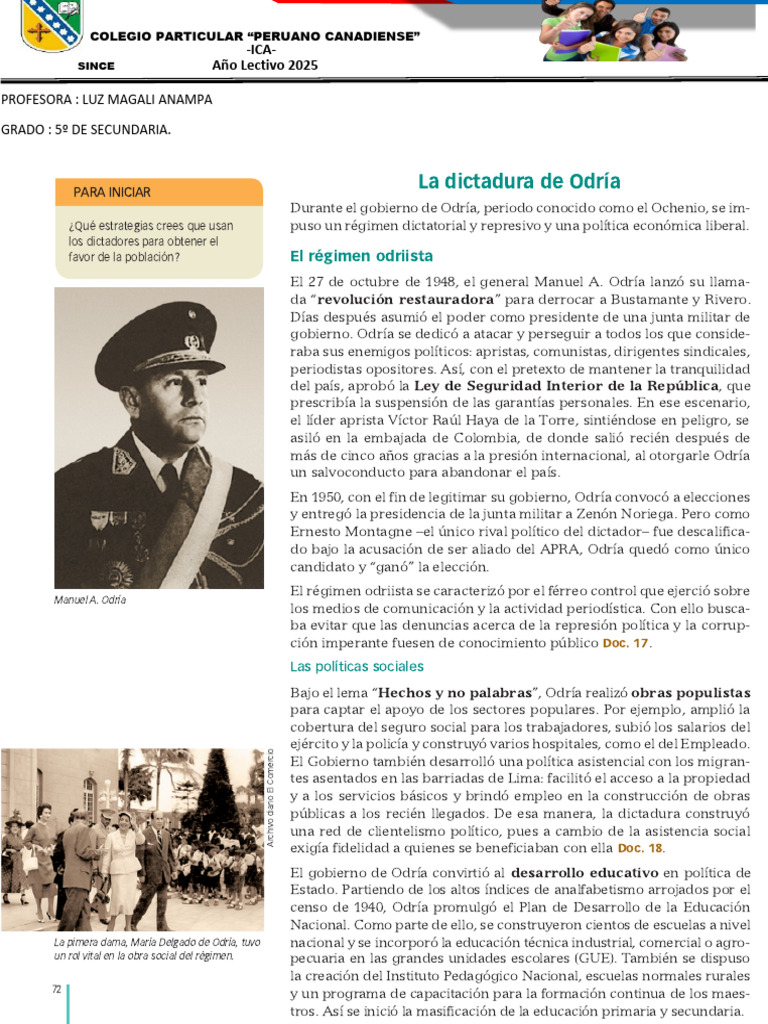 5º La Dictaura de Odria. | PDF
