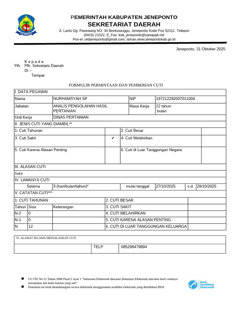 ttd File - Cuti (2) | PDF