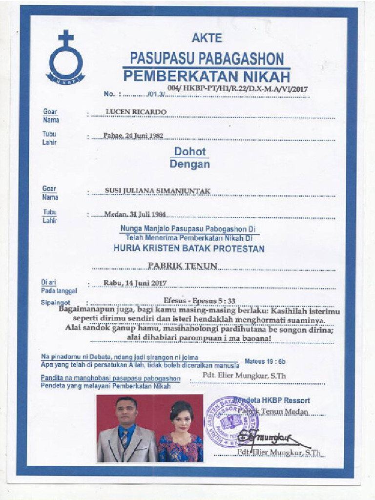 Surat Nikah Kristen 52 | PDF