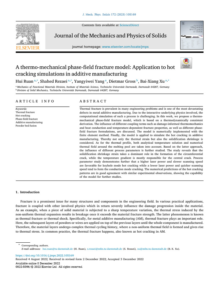 Thermo-Mechanical Model for Hot Cracking | PDF | Fracture | Elasticity ...