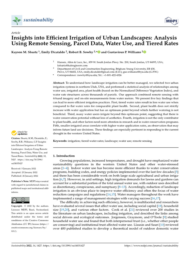 Efficient Urban Irrigation Insights | PDF | Median | Water